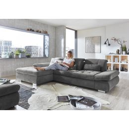 Ecksofa DIE PLANBAR, B:331cm H:84cm T:194cm, grau, 100% Polyester, Wohnzimmer, Sofas, "MP-IN17004 L-Form, Breite 331 cm, Federkern-Polsterung", inkl.