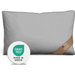 Kissenbezug Biberna, B:40cm H:1cm L:80cm, grau, Mako-Satin, Baumwolle, Kissenbez&uuml;ge, "0615211 Premium Satin aus 100% Baumwolle mit Rei&szlig;verschlu&szlig;,