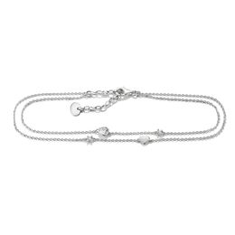 Thomas Sabo Damen Fu&szlig;kette "Fu&szlig;kettchen mit Herzen", 27, Metallsilberfarben, kristallwei&szlig;, kristallwei&szlig;, Metall, Fu&szlig;ketten, mit Zirkonia (synth.)
