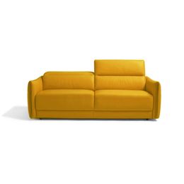 Schlafsofa Egoitaliano, B:216cm H:66cm T:107cm, gelb, Leder, Jugendzimmer, Sofas, "FOX, Made in Italy-Designsofa mit Dauerschlaffunktion,Breite 216