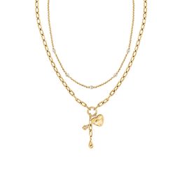 BOSS Damen Kette mit Anh&auml;nger "AMARA", Edelstahl, L: 45 B: 5mm, gold, Edelstahl, B:5mm, Halsketten, mit Glasstein