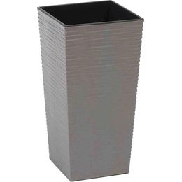 Pflanzk&uuml;bel siena GARDEN, B:30cm H:30cm T:57cm &Oslash;:30cm, grau, Holzwerkstoff, Kunststoff, Outdoor, Pflanzgef&auml;&szlig;e, Rillenoptik, eckig
