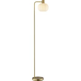Brilliant Stehlampe "Fanny", 1, H: 160cm, 1 Stk., gold, Wohnzimmer, Leuchten, 160 x 23 x 32 cm, Glasschirm, 1x E27 Fassung, wei&szlig;, messingfarben