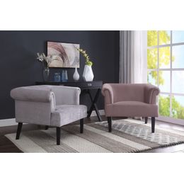 Sessel OTTO HOME, B:86cm H:70cm T:74cm, grau, Samtvelours (100% Polyester), Wohnzimmer, Sessel, "Charlie", Loungesessel mit Wellenunterfederung