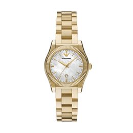 Emporio Armani Damen Quarzuhr, gold, Armbanduhren, Armbanduhr, Damenuhr, Edelstahlarmband, analog, Tag
