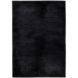 Teppich Tom Tailor HOME, B:65cm H:8mm L:135cm, schwarz, Viskose, Wohnzimmer, Teppiche, "Shine uni", Handwebteppich, 100% Viskose, handgewebt, mit