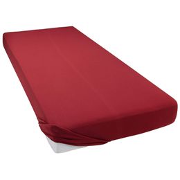Spannbettlaken bellana, L:200cm, rot, Mako-Jersey, Obermaterial: 100% Baumwolle, Bettlaken, "bellana Melone, 100% Baumwolle, Jersey, b&uuml;gelfrei",