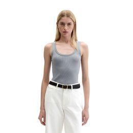 Marc O'Polo MARC O'POLO Damen T-Shirt "aus elastischem Rippjersey", grau, Gr. XXL, unifarben, Obermaterial: 97% Baumwolle, 3% Elasthan, Shirts