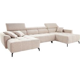 Jockenh&ouml;fer Wohnlandschaft, B:363cm T:118cm, beige, JOCKENH&Ouml;FER GRUPPE, Korpus: 100% Polyester;Kissen: 100% Polyester, Sofas, "Ultima, U-Form, B: 363cm, mit 60