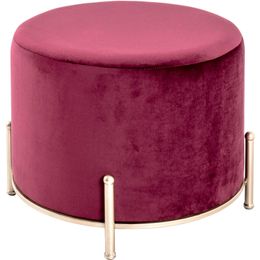Hocker HAKU, B:48cm H:40cm T:48cm, rot, Bezug 100% Polyester, Flur, Hocker, "Pouf, Schemel, Stockerl", rund - aus Textil Rot - &Oslash;/H 48/40 cm