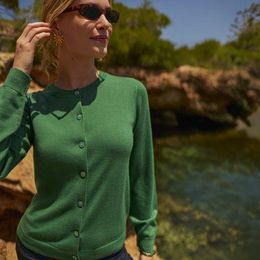 LANDS' END Merino-Cardigan f&uuml;r Damen in Petite-Gr&ouml;&szlig;e, Damen, size: petite, Gr&uuml;n, Wolle, by Lands' End