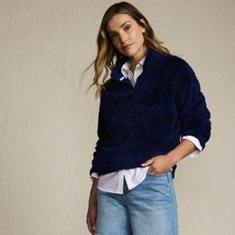 LANDS' END Pl&uuml;schfleece-Pullover mit Rei&szlig;verschluss f&uuml;r Damen in Petite-Gr&ouml;&szlig;e, Damen, size: petite, Blau, Polyester, by Lands' End