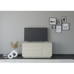 Lowboard, B:137cm H:71cm T:42cm, beige, SET ONE BY Musterring, Glas, Holzwerkstoff, Wohnzimmer, Sideboards, "Reno", Mit Sockel in diversen Farben, 71