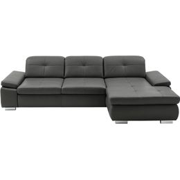Ecksofa DIE PLANBAR, B:309cm H:85cm T:195cm, grau, Wohnzimmer, Sofas, "PN-IN16012 L-Form, Breite 309 cm", inkl. Sitztiefenverstellung, optional mit