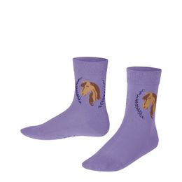 Falke Damen Socken "Horse", Gr. 39, lila, Obermaterial: 82% Baumwolle CO. 15% Polyamid PA. 2% Elasthan EL. 1% metallisierte Fasern MTF., Socken