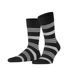 Falke Damen Socken "Marina Stripe", Gr. 41, schwarz, Obermaterial: 92% Baumwolle CO. 6% Polyamid PA. 2% Elasthan EL., glatt, Socken