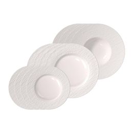 Villeroy & Boch VILLEROY & BOCH Geschirr-Set "Teller-Set Manufacture Ice 12er Set wei&szlig;", 12, wei&szlig;, Geschirr-Sets, Sp&uuml;lmaschinenfest, Mikrowellensicher