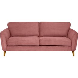 3-Sitzer OTTO HOME, B:206cm H:88cm T:90cm, rosa, 100% Polyester, Sofas, "MARSEILLE 3er Sofa 206 cm, Cord, Flachgewebe, Struktur, Webstoff",
