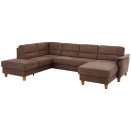 Wohnlandschaft Home Affaire, B:308cm H:89cm T:212cm, braun, 100% Polyester;Struktur (100% Polyester);Luxus-Microfaser in Lederoptik (100% Polyester),