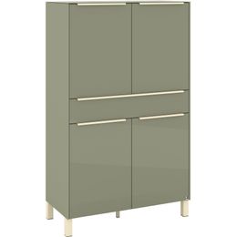 Highboard, B:92cm H:152cm T:42cm, gr&uuml;n, SET ONE BY Musterring, Glas, Holzwerkstoff, Wohnzimmer, Sideboards, "Reno", Mit Vierkantfu&szlig; in diversen