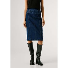 Pepe Jeans Damen A-Linien-Rock "skirt MIDI SKIRT HW", blau, Gr. S, 84% Baumwolle, 15% Polyester, 1% Elasthan, R&ouml;cke