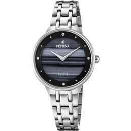 Festina Damen Quarzuhr "Mademoiselle", silber, Armbanduhren, Armbanduhr, Damenuhr, Edelstahlarmband, analog, Zirkonia (synth.)