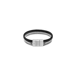 Calvin Klein Herren Armband "CK MERGE", 20cm, Edelstahl Leder, schwarz, Edelstahl, Leder, Armb&auml;nder