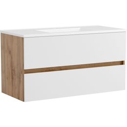 Waschtisch OTTO HOME, B:100cm H:52cm T:45cm, wei&szlig;, Holzwerkstoff, Badezimmer, Waschtische, "TRENTO, 2 Ausz&uuml;ge inklusive Becken und Montagematerial",