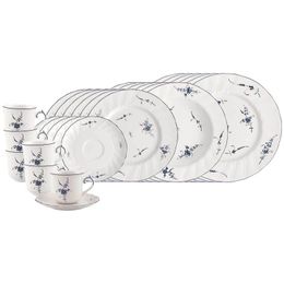 Villeroy & Boch VILLEROY & BOCH Geschirr-Set "Kombiservice Vieux Luxembourg 30er Set wei&szlig;-blau", 30, bunt, Geschirr-Sets, Sp&uuml;lmaschinengeeignet, Mikrowellengeeignet