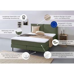 Bett, B:180cm H:113cm L:209cm, gr&uuml;n, LeGer Home by Lena Gercke, 95% Polyester, 5% Nylon, Schlafzimmer, Betten, "ERIK Boxbett mit