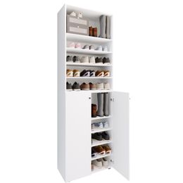 Schuhschrank Vcm, B:70cm T:40cm, wei&szlig;, Obermaterial: 100% Holz Wood., Flur, Schr&auml;nke, "XL Holz Gro&szlig;er Schuhschrank Schuhkommode Lona 10"