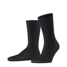 Falke Damen Socken "Run Rib Crew", schwarz, Gr. 37, glatt, Obermaterial: 70% Baumwolle CO. 28% Polyamid PA. 2% Elasthan EL., Socken