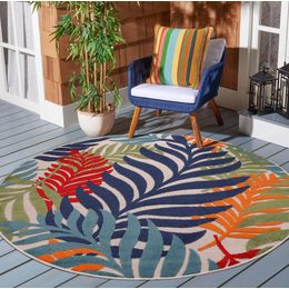 Teppich Sanat, H:6mm &Oslash;:200cm, bunt, Kunstfaser, Wohnzimmer, Teppiche, "Floral Outdoor, auch als L&auml;ufer und Rund", In- und Outdoor geeignet, florales