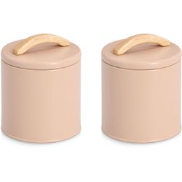 zeller PRESENT Vorratsdose "m. Gummibaumgriff, 2-tlg.", B/H/L: 13,7cm, beige, K&uuml;che, Lebensmittelaufbewahrungsbeh&auml;lter, pflegeleicht, 1400 ml
