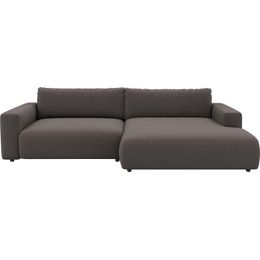 Ecksofa Musterring, B:296cm H:81cm T:190cm, grau, Flachgewebe VALMONT (60% Baumwolle/40% Leinen);Leder PURO, pigmentiertes Leder;Microfaser CRONA
