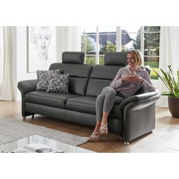 3-Sitzer DIE PLANBAR, B:228cm H:119cm T:92cm, grau, Sofas, "PN-EM16031, Breite 228 cm, mit Kopfst&uuml;tzen", wahlweise mit Relaxauszug