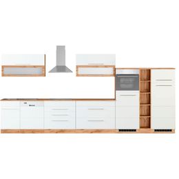 K&uuml;chenzeile KOCHSTATION, B:440cm H:200cm T:60cm, wei&szlig;, Komplettk&uuml;chen-Sets, "KS-Wien", Breite 440 cm, wahlweise mit E-Ger&auml;ten