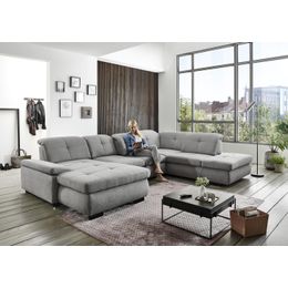 Ecksofa DIE PLANBAR, B:371cm H:85cm T:260cm, silber, 85% Polyester;15% Nylon, Wohnzimmer, Sofas, "MP-IN16012 U-Form, mit Kaltschaum-Polsterung",