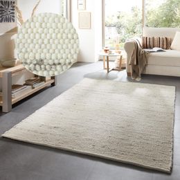 Wollteppich Theko, B:250cm H:12mm L:300cm, grau, Schurwolle, Wohnzimmer, Teppiche, "Alm-Gl&uuml;ck, Handwebteppich", reine Schurwolle, meliert,