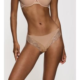 Triumph Damen Slip "Lovely Micro Tai", Gr. XS, beige, Microfaser, Obermaterial: 80% Polyamid, 20% Elasthan, Unterhosen, mit Spitzenbesatz