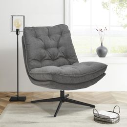 Sessel OTTO HOME, B:75cm H:87cm T:86cm, grau, Sessel, "LENII, Loungesessel im soften Webstoff", 360 Grad drehbar, Relax- und TV-Sessel