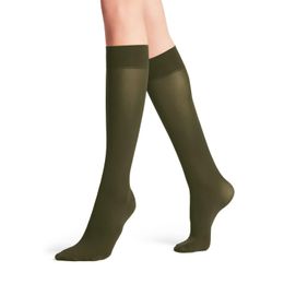 Falke Damen Kniestr&uuml;mpfe "Pure Matt", Gr. 39, gr&uuml;n, Obermaterial: 91% Polyamid PA. 9% Elasthan EL., Socken