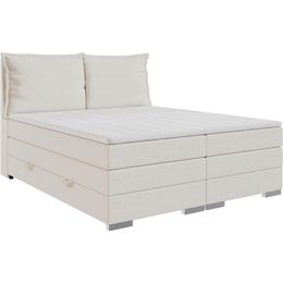 Boxspringbett FORTE, B:190cm L:224cmhellbeige, Der Bezugsstoff Baltimore aus 100% Polyester ist ein moderner Strukturstoff mit weicher Oberfl&auml;che und