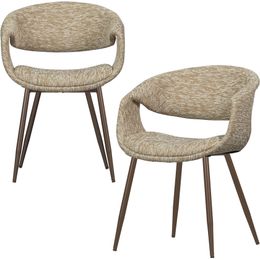 Esszimmerstuhl Woood, B:57cm H:78cm T:57cm, beige, Holzwerkstoff, Metall, St&uuml;hle, "Yossi mit Gewebtem Bezug und Armlehnen B 57 x T 57 x H 78 cm