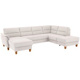 Wohnlandschaft Home Affaire, B:308cm H:89cm T:212cm, beige, 100% Polyester;Struktur (100% Polyester);Luxus-Microfaser in Lederoptik (100% Polyester),