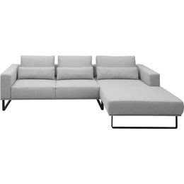 Ecksofa Musterring, B:292cm H:88cm T:185cm, grau, 100% Polyester, Wohnzimmer, Sofas, "JustB PM100", Gro&szlig;z&uuml;gige 292 cm Breite, schwarze Metallkufen