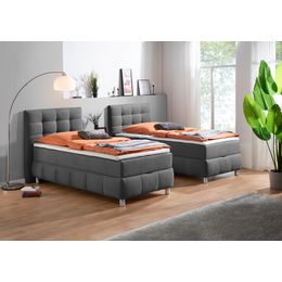Boxbett Home Affaire, B:104cm L:210cm, grau, Komplettbetten, "Marvao inkl. Bettkasten und Topper", Boxbett mit Bettkasten, inkl. Topper