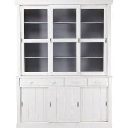 Buffet Woood, wei&szlig;, Holzwerkstoff, K&uuml;che, Schr&auml;nke, "Lagos mit FSC Massivkiefer und Glast&uuml;ren B 166 x T 48 x H 215 cm", Tragkraft 10 kg, inkl.