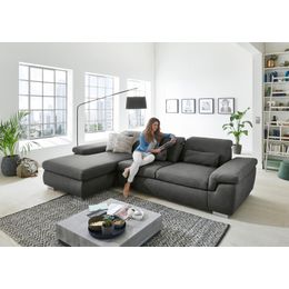 Ecksofa DIE PLANBAR, B:325cm H:85cm T:195cm, grau, 100% Polyester, Wohnzimmer, Sofas, "MP-IN17041 L-Form, Breite 325 cm", Sitztiefenverstellung,
