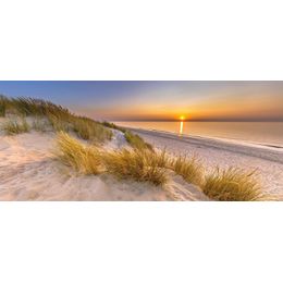 Bild B&Ouml;NNINGHOFF, B:140cm H:60cm T:1,8cm, beige, Canvas, MDF, Wohnzimmer, Bilder, "Wandbild STRAND 60x140 cm &ndash; Leinwandbild Keilrahmen Deko modern",